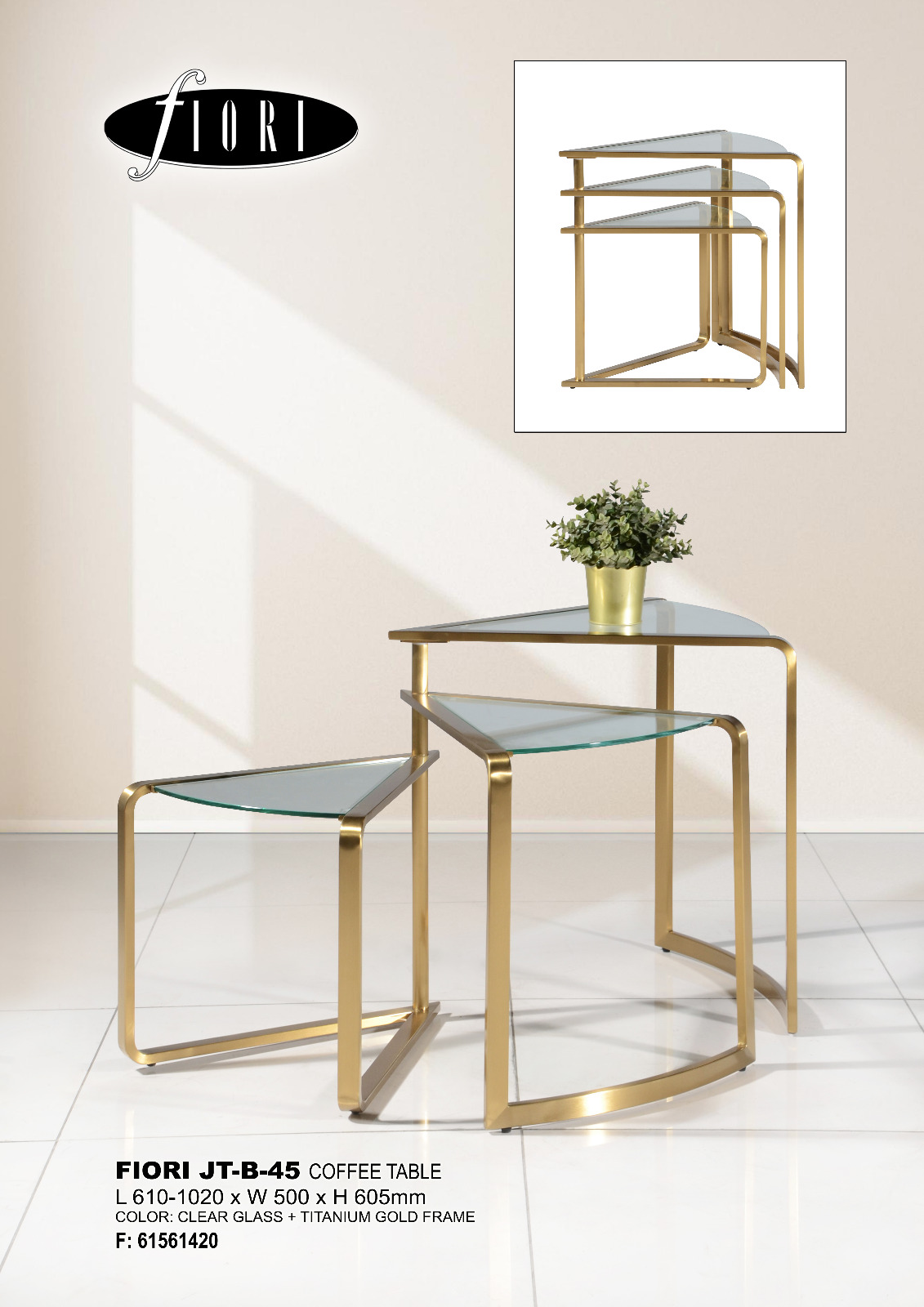 FIORI JT-B-45 Nesting Glass Coffee Table - Fiori Malaysia